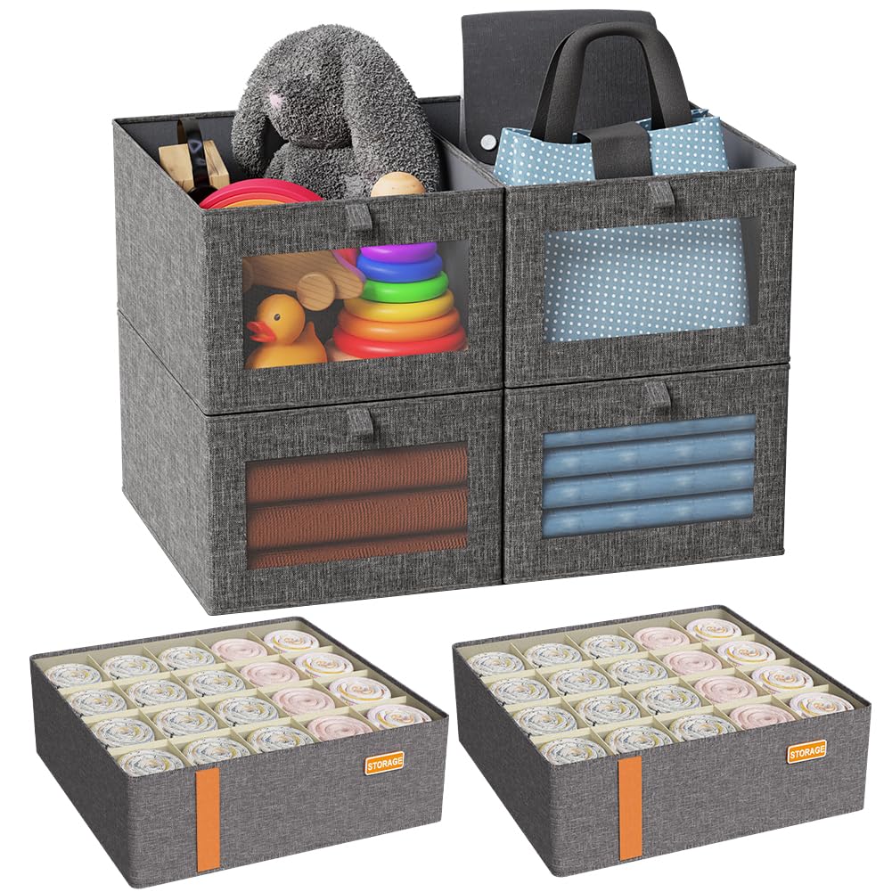 Amazon.com: 4 Pcs Foldable Storage Bins with Mesh Window + 2 Pcs Socks ...