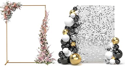 Amazon.com: 6x4FT Square Backdrop Stand and Silver Shimmer Wall ...