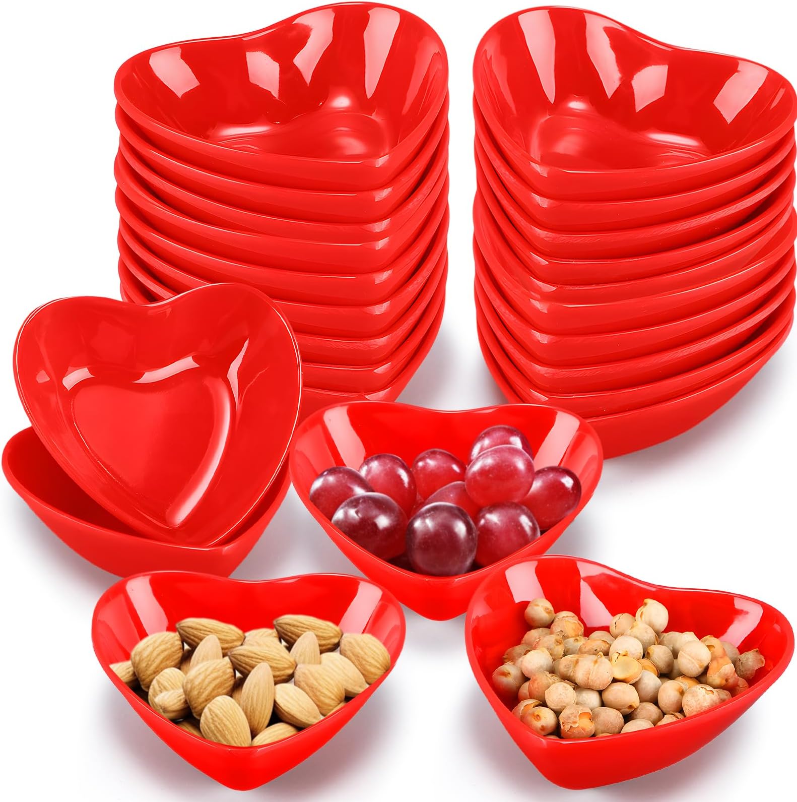 Amazon.com: Domensi Valentine's Day Heart Shaped Bowls Melamine Dessert ...