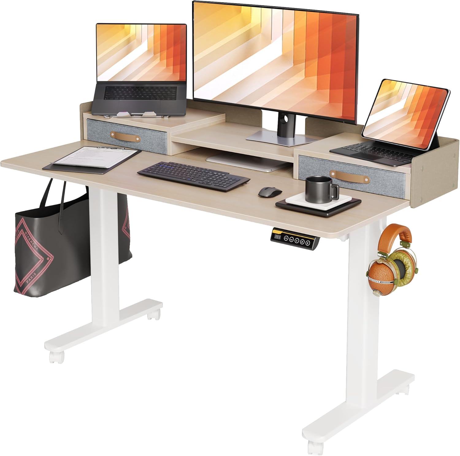 Amazon.com: Seang Standing Desk with Drawers, Adjustable Height Stand ...