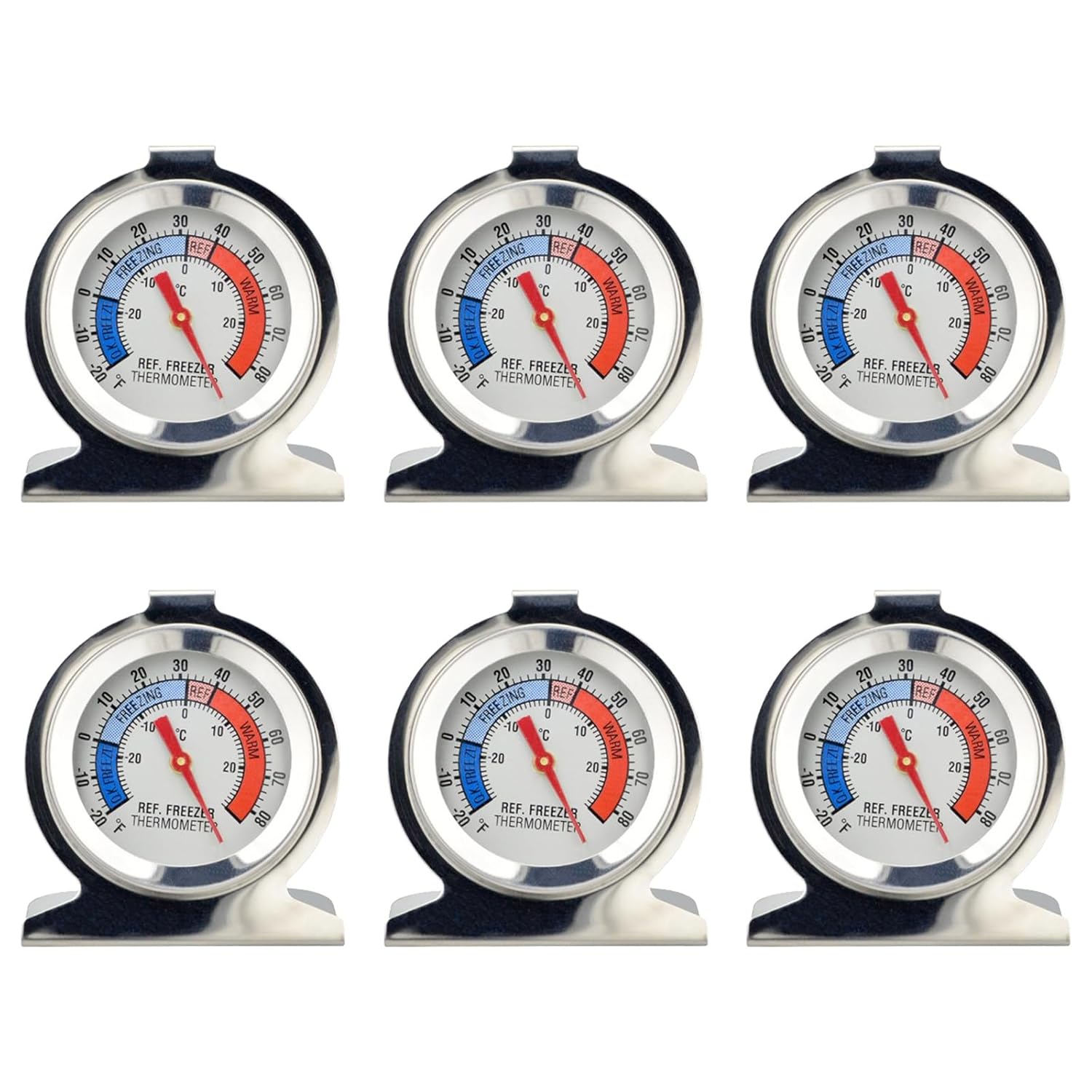 Voittozege 6 Pcs Refrigerator Thermometer, Large Dial Freezer ...