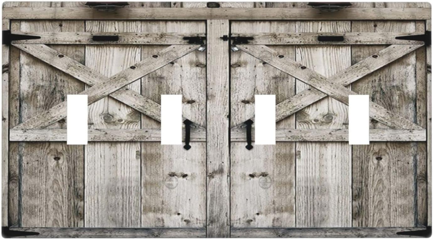 Country Barn Door Wood 4 Gang Light Switch Cover Decorative Quad Toggle ...