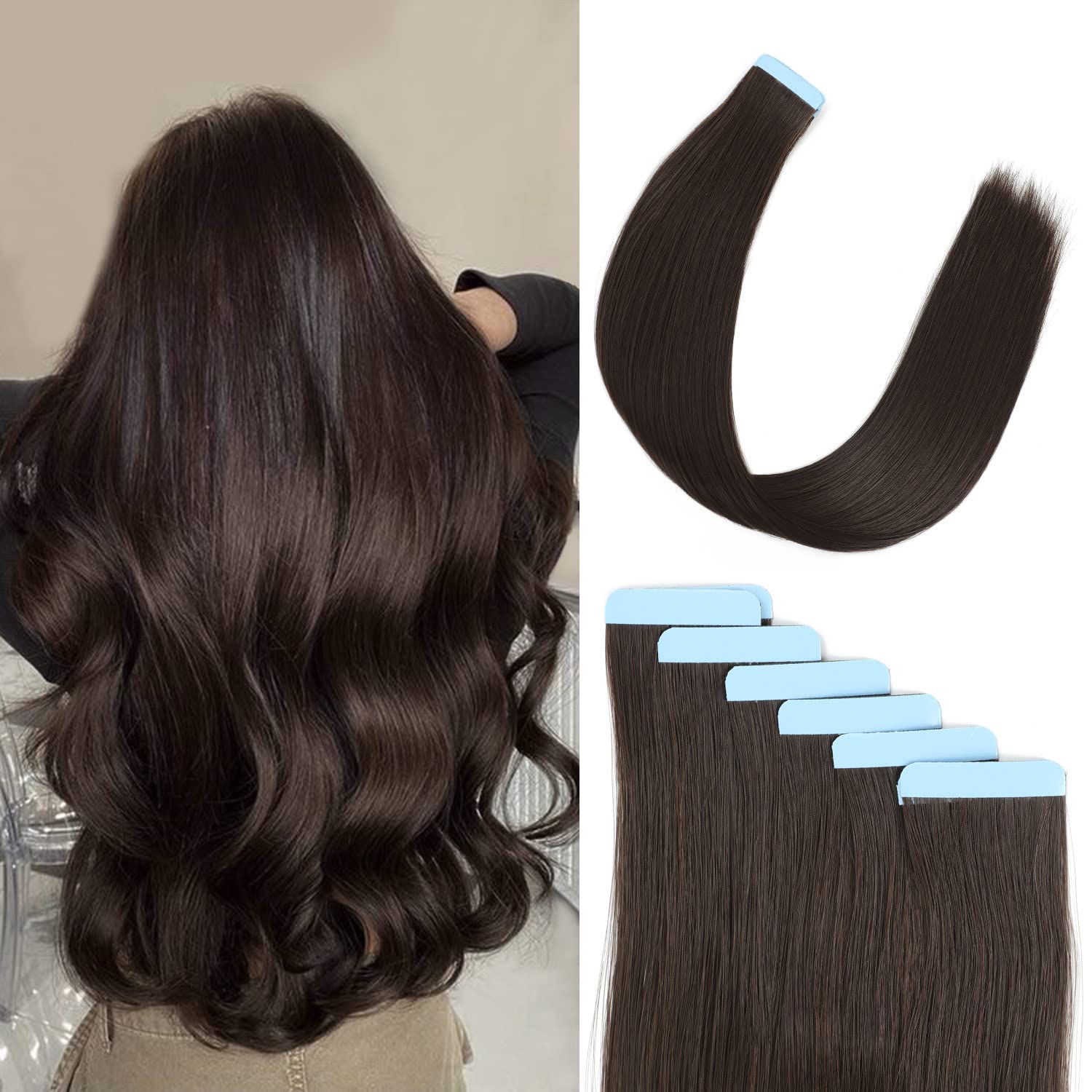 Amazon.com : Tape in Hair Extensions 20 Inch Tape in Synthetic Hair ...