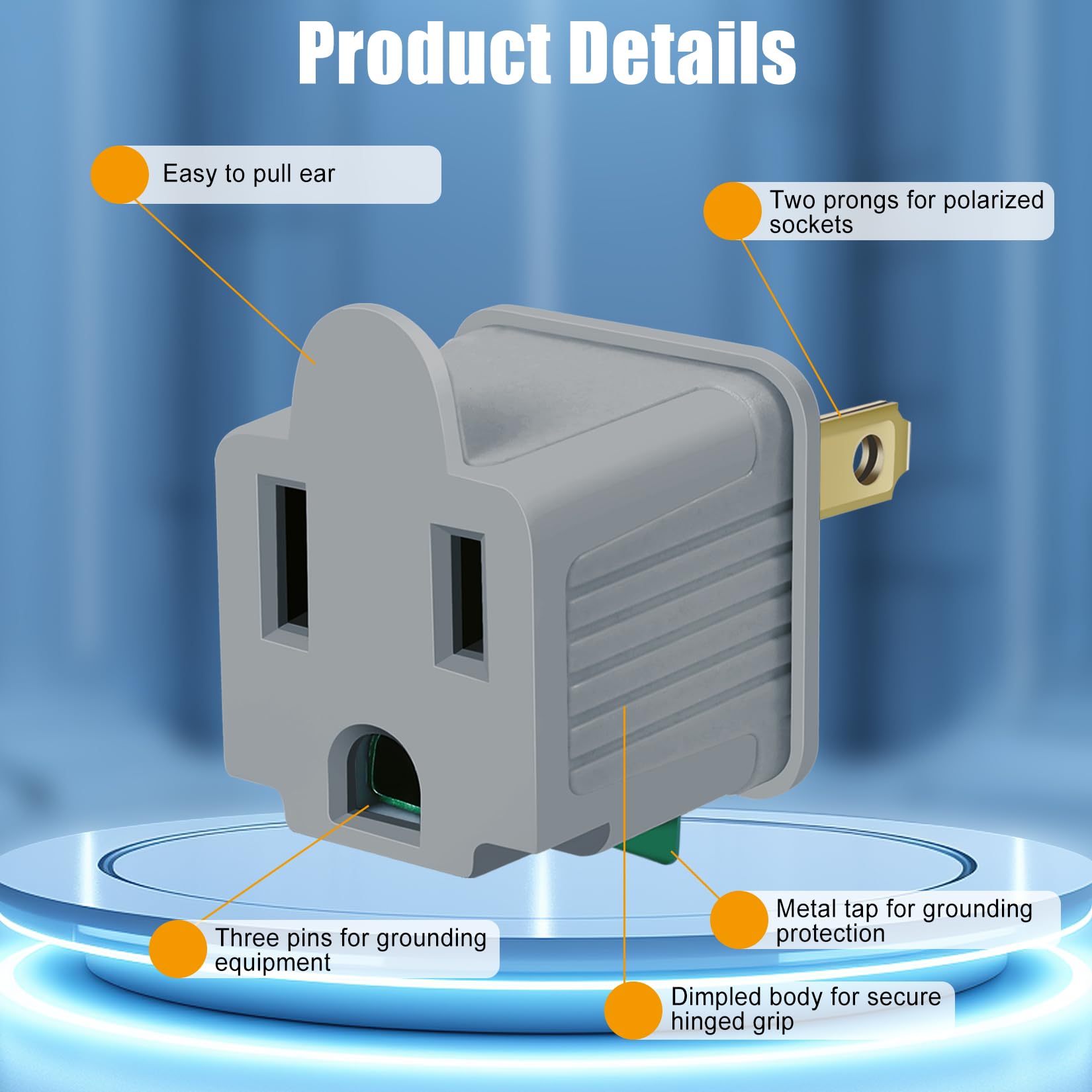 Snapklik.com : TENINYU Grounded Adapter 3-Prong To 2-Prong Outlet ...