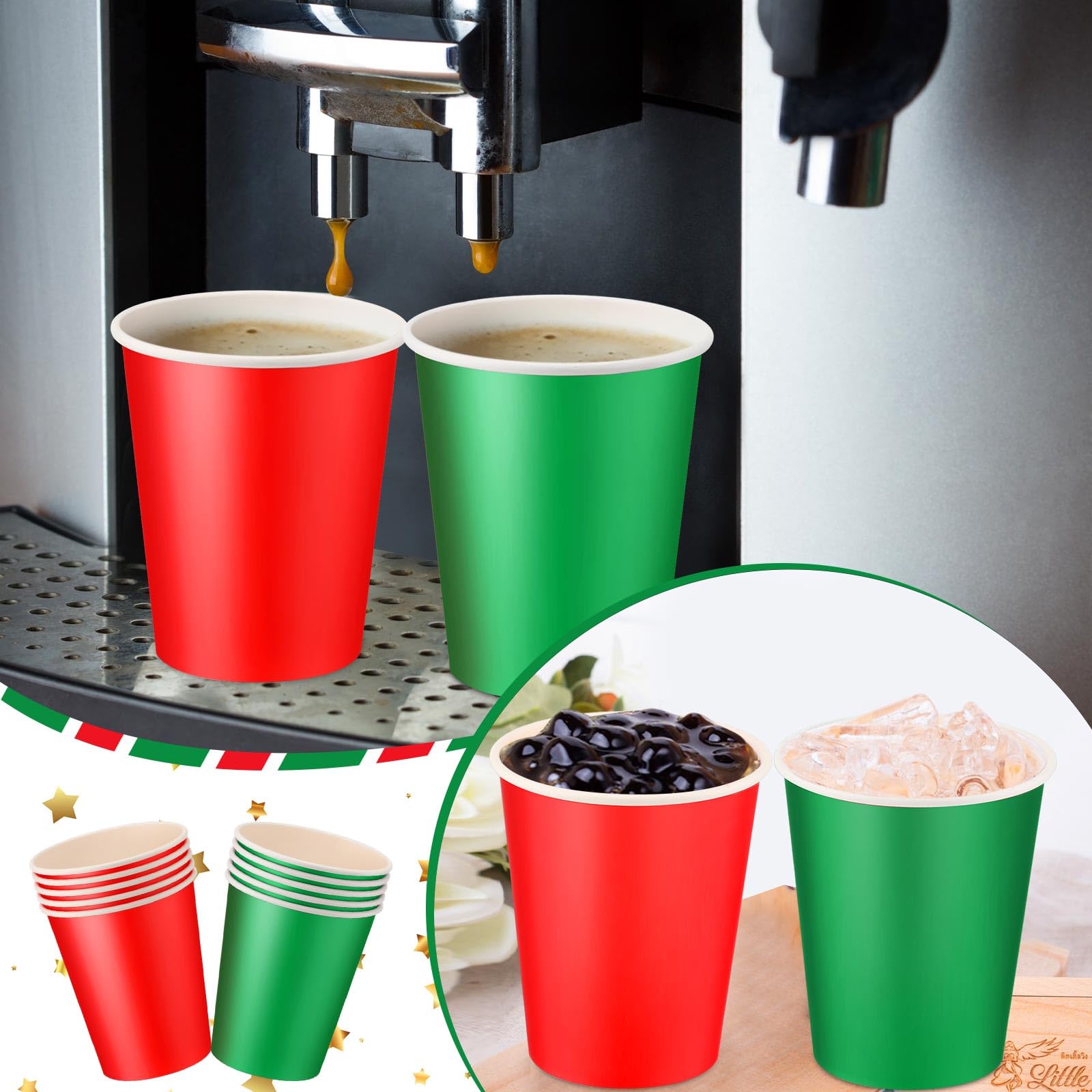 Nosiny 500 Pieces 8 oz Christmas Disposable Cups Red Green Christmas ...