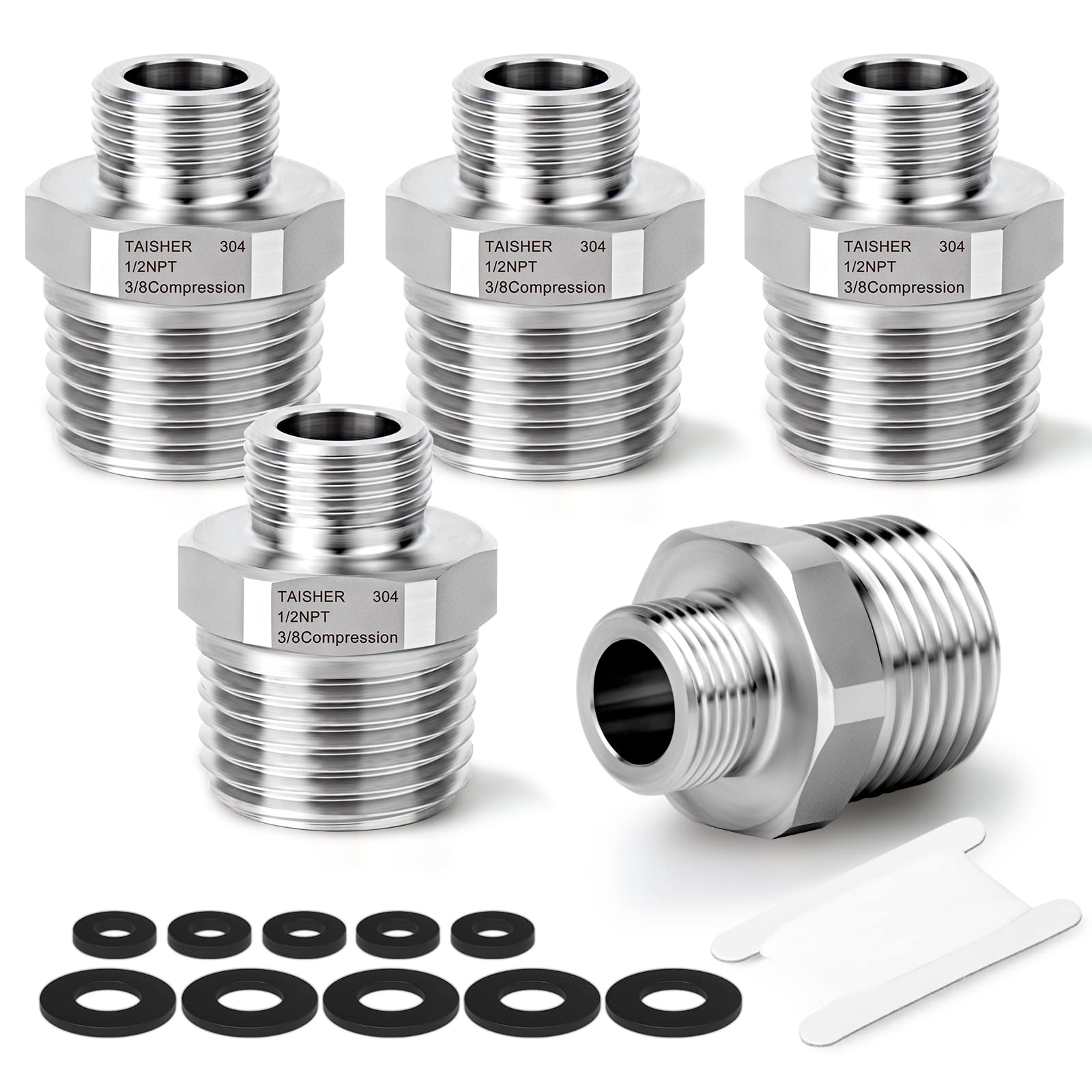Amazon.com: TAISHER 5PCS 304 Stainless Steel Reducer Faucet Adapter 1/2 ...