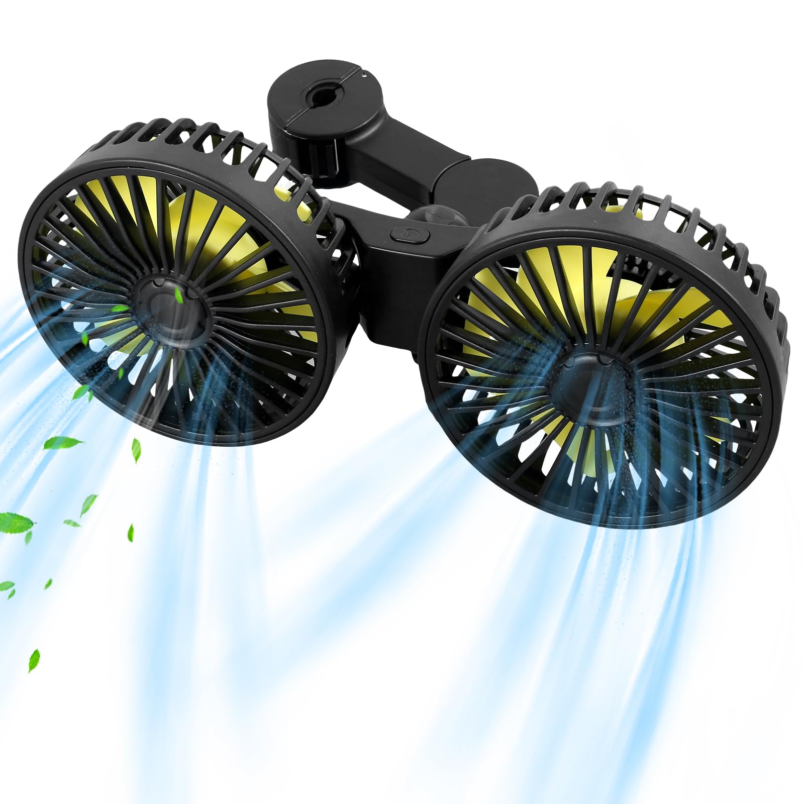 Amazon | Shuiling 【2024年新登場】 車載扇風機 usb 車 扇風機 車用扇風機 車用ファン 車載ファン ヘッドレスト 後部座席 ツインファン 3段階風量調節 360°角度 ...
