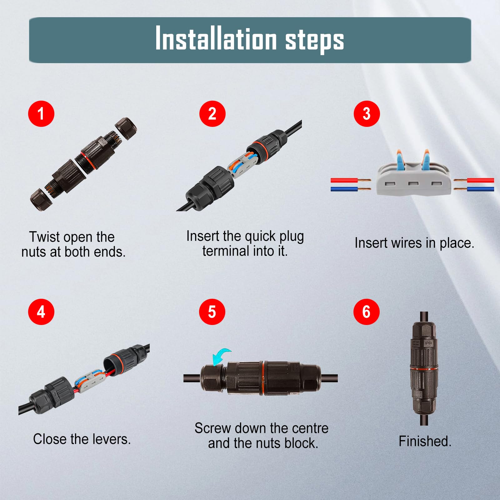 Snapklik.com : 3PCS Outdoor Junction Box IP68 Waterproof, 2 Way ...