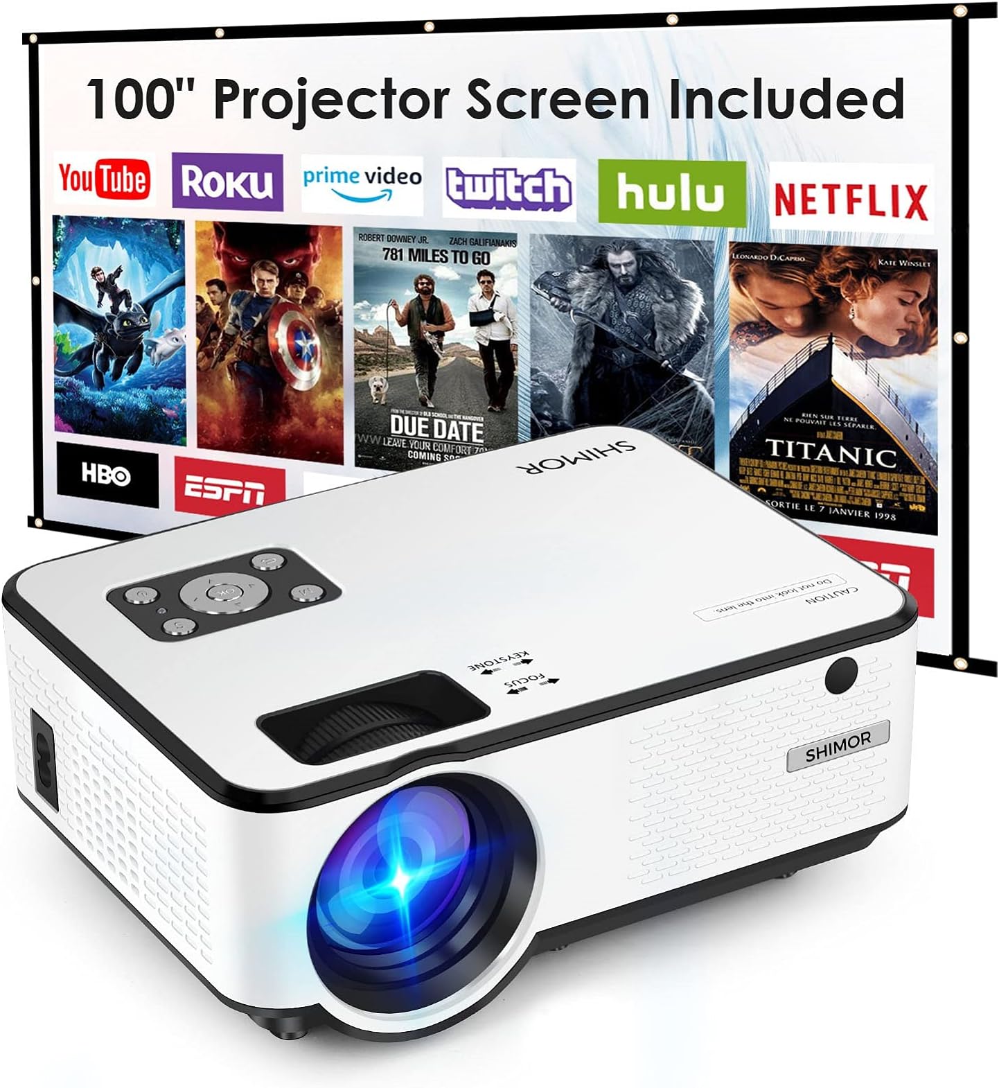 Amazon.com: TOPVISION Projector, 7500L Portable Mini Projector with 100 ...