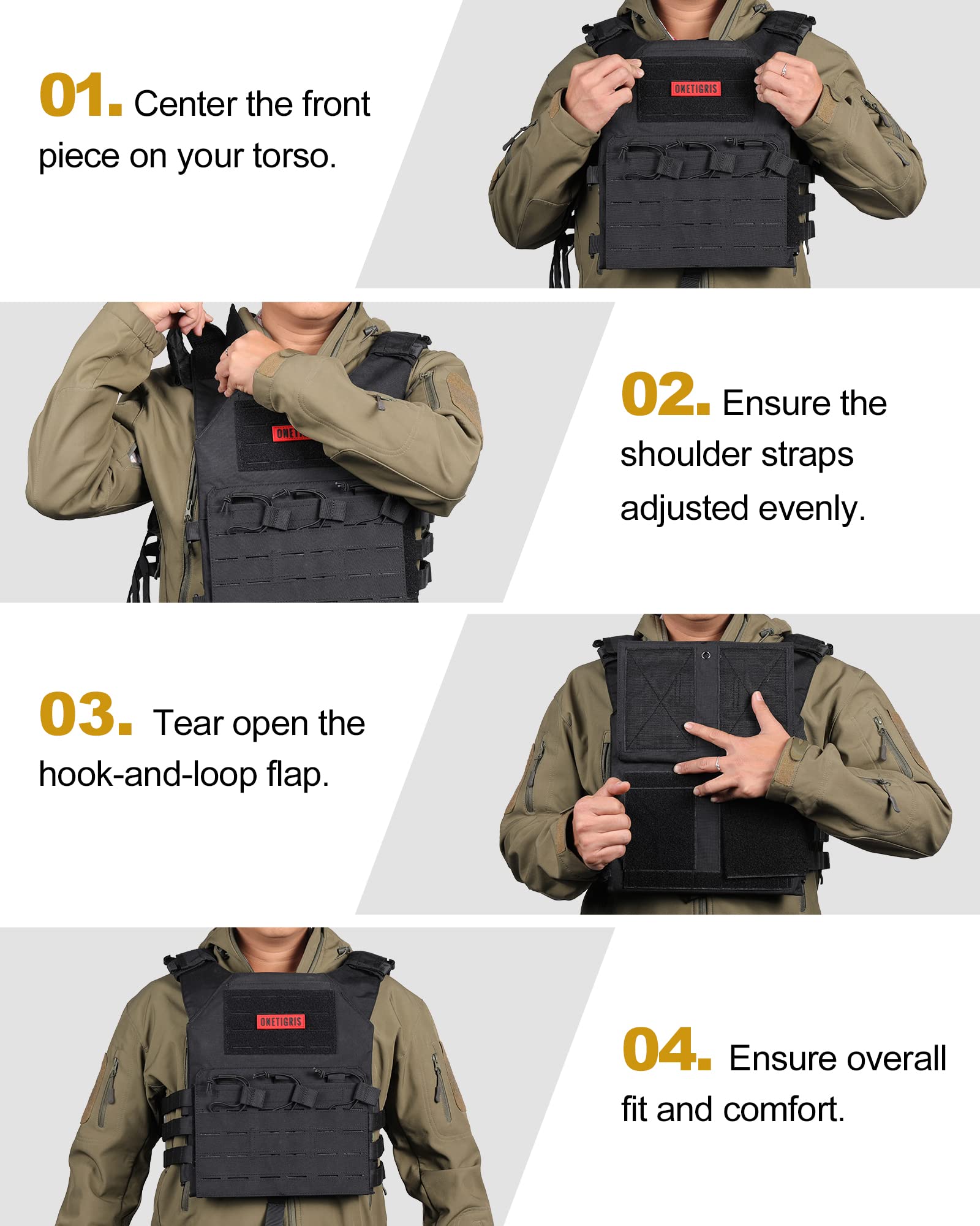 OneTigris Tactical Airsoft Vest - Laser-Cut Vest Military Combat ...
