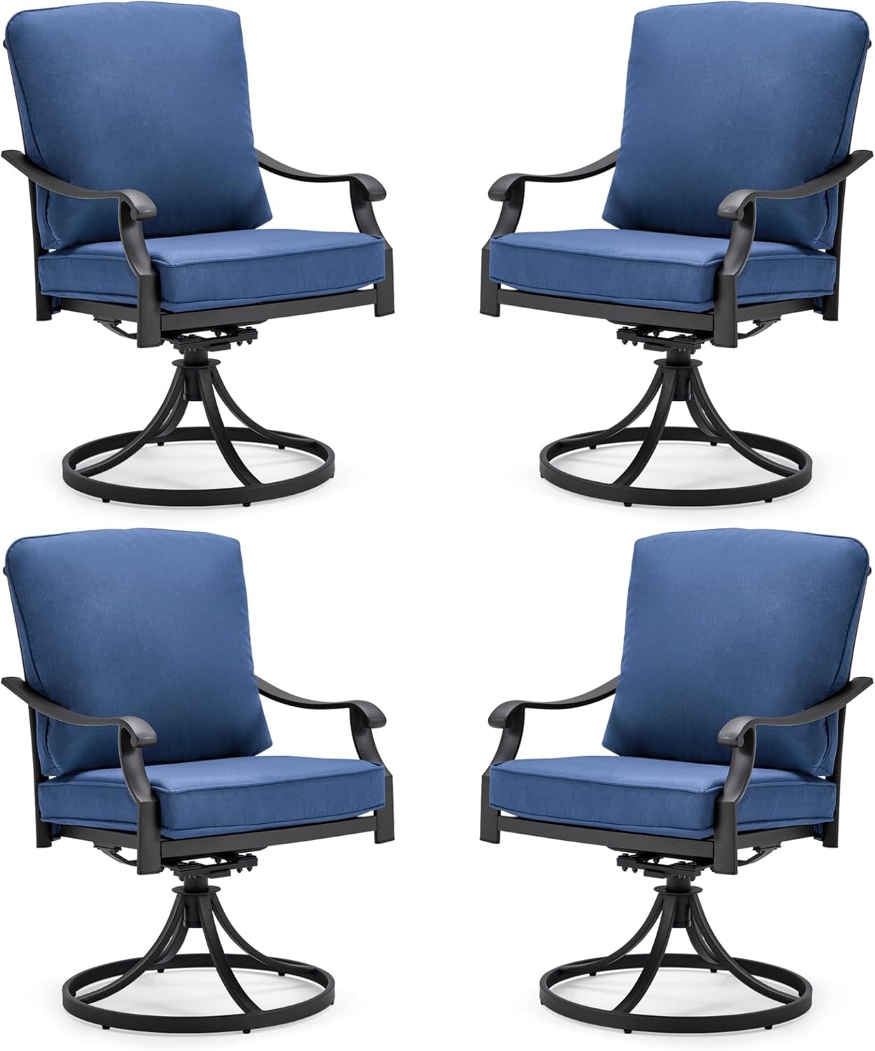Amazon.com: MELLCOM Patio Swivel Chair Set of 4, Heavy Duty Outdoor ...