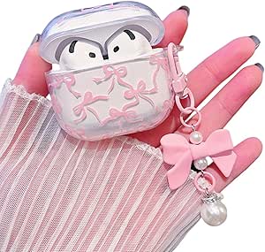Amazon.com: MINSCOSE Compatible with AirPods 4 Clear Case,Cute Ribbon Bow Pretty Aesthetic ...