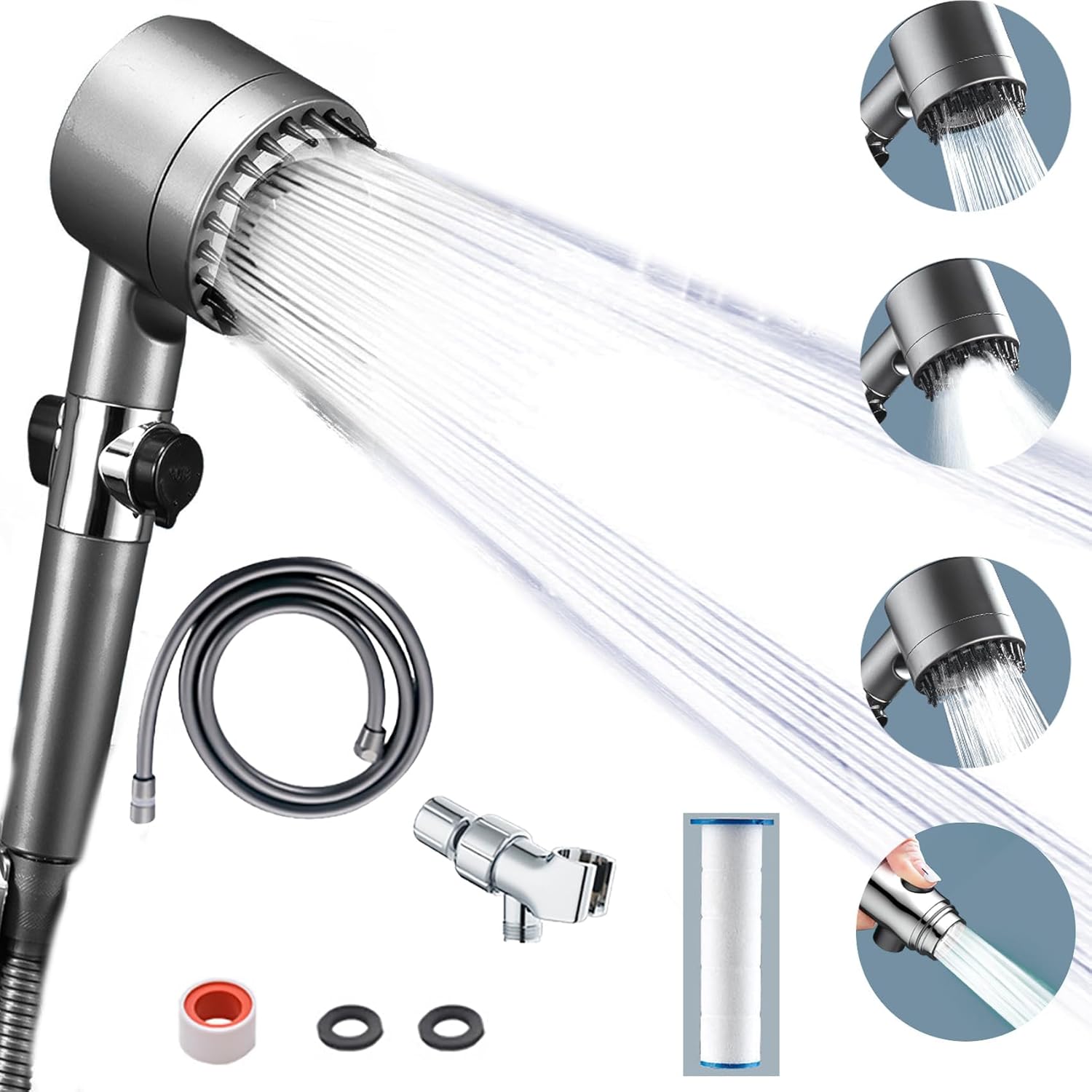 Handheld Shower Head - High pressure water saving hand shower, filter ...