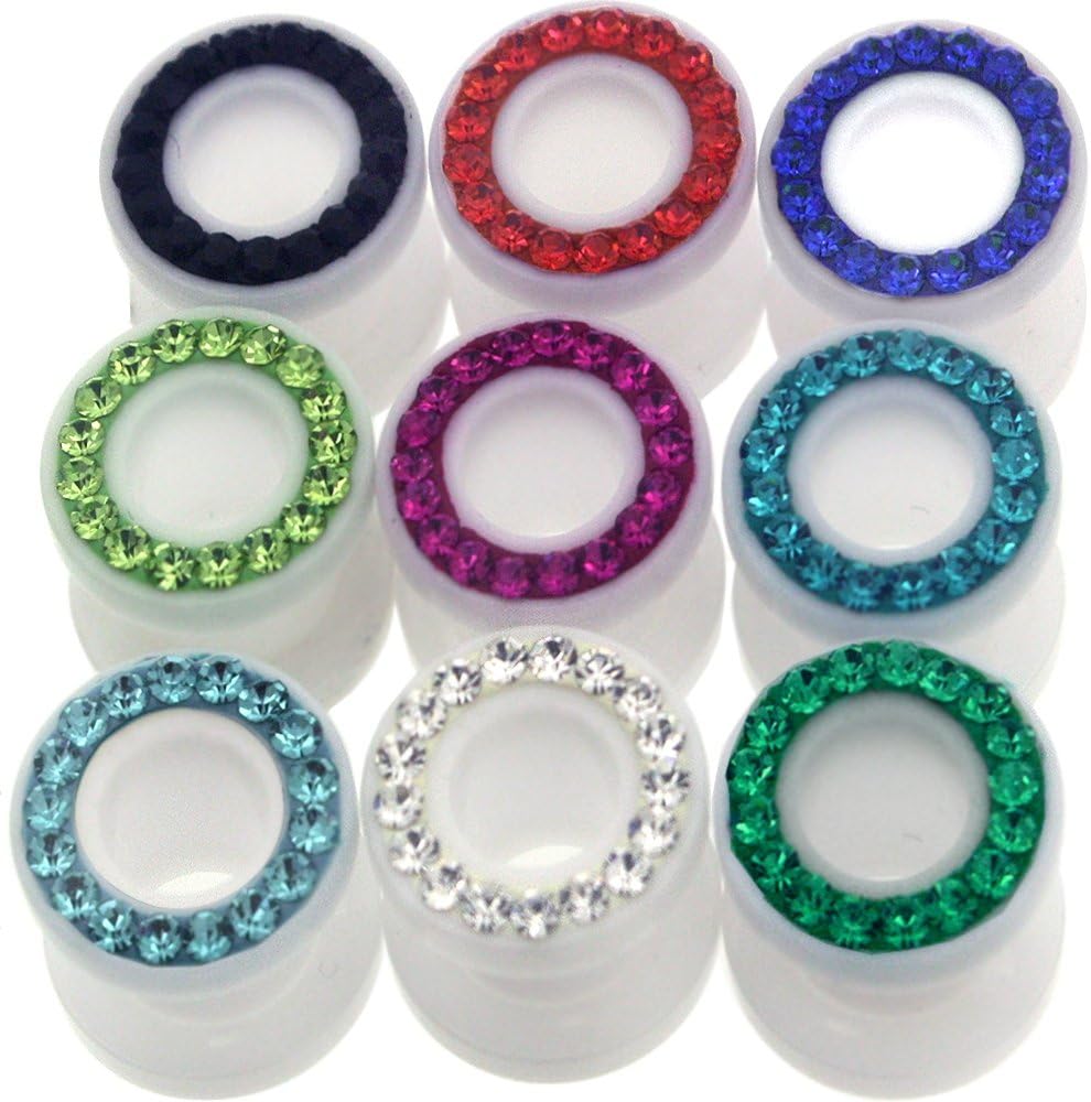 Amazon.com: 8 gauges 8g Ear Plugs Gemstone Flesh Tunnels Double Flare ...