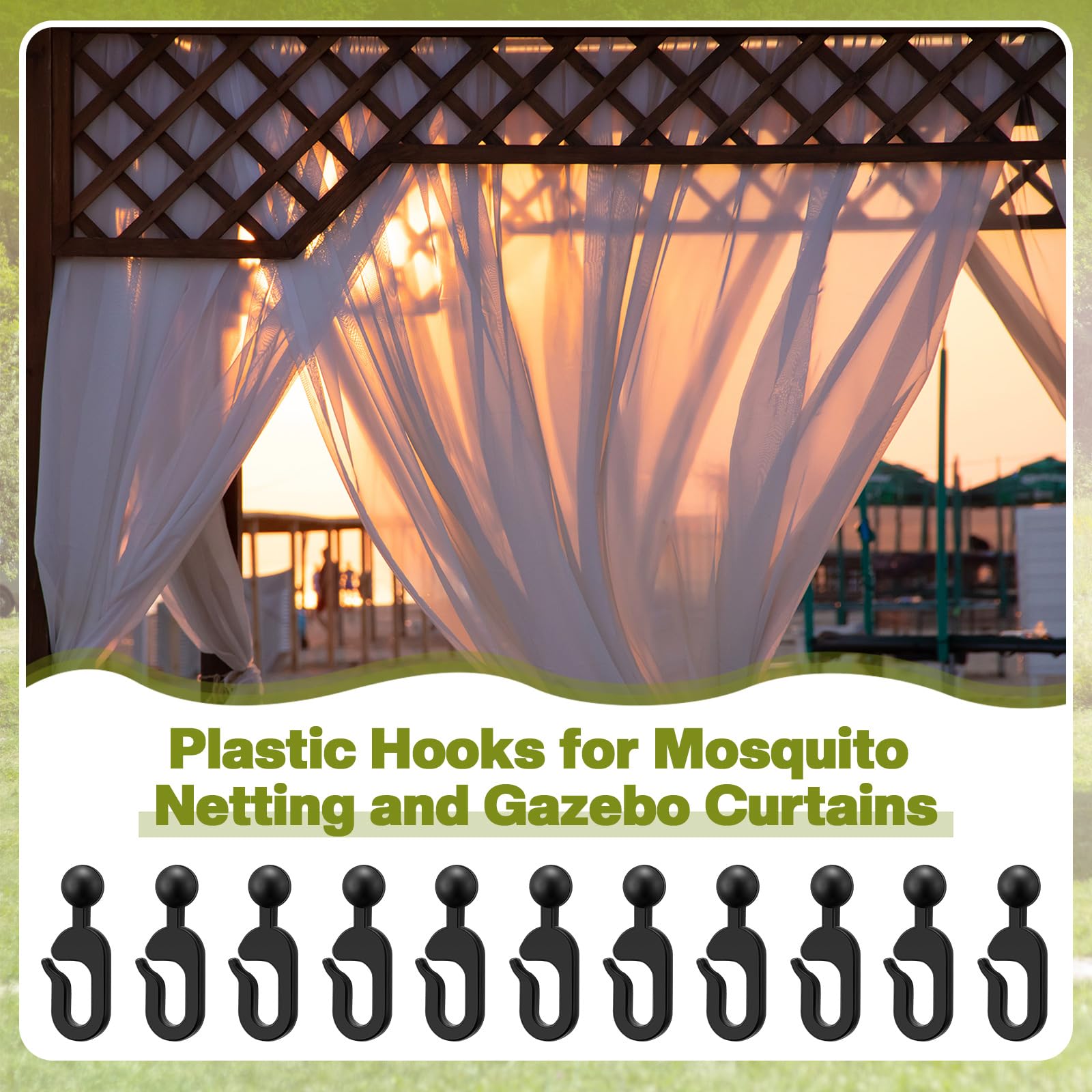 Snapklik.com : 50 Pack Plastic Hooks For Gazebo Curtains And Mosquito ...