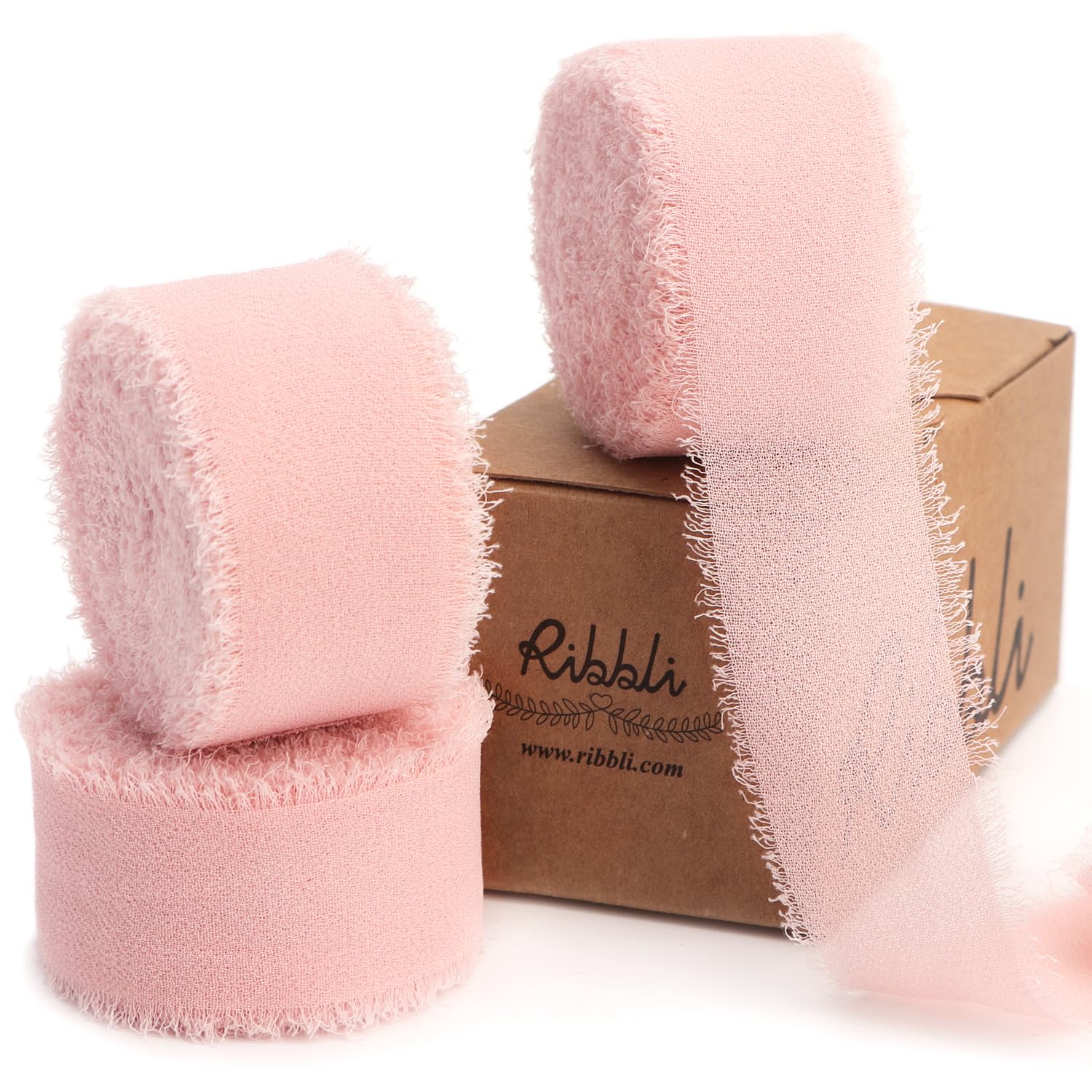 Amazon.com: Ribbli Blush Pink Ribbon 1 Inch x 3 Rolls Total 24 Yards ...