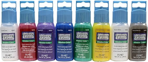 Amazon.com: Plaid Gallery Glass Window Color Beginner Set (2-Ounce), (8 ...