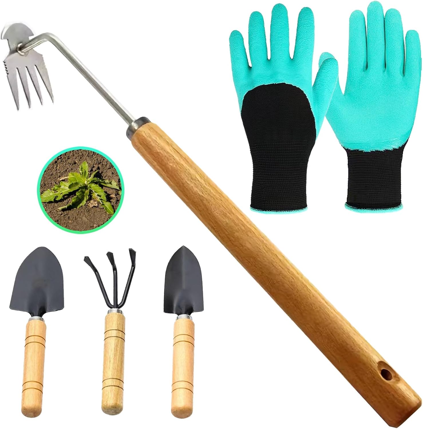 Amazon.com : Weeding Tool Garden 4-Tooth Manganese Steel Forged Manual ...