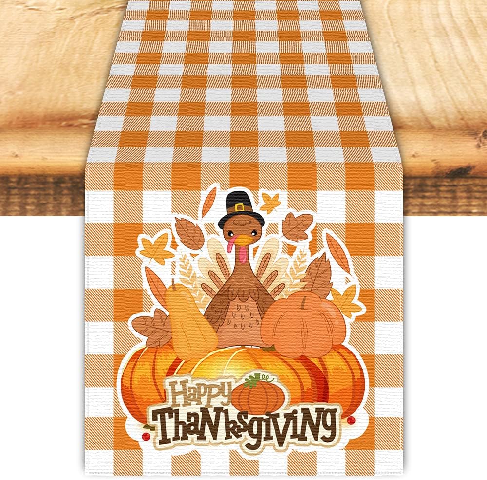 Amazon.com: Nialnant Thanksgiving Turkey Table Runner, Thanksgiving ...