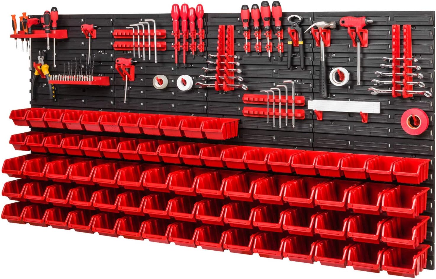 PAFEN Storage System - 1544 x 780 mm - Wall Shelf 75 x Red Stacking ...