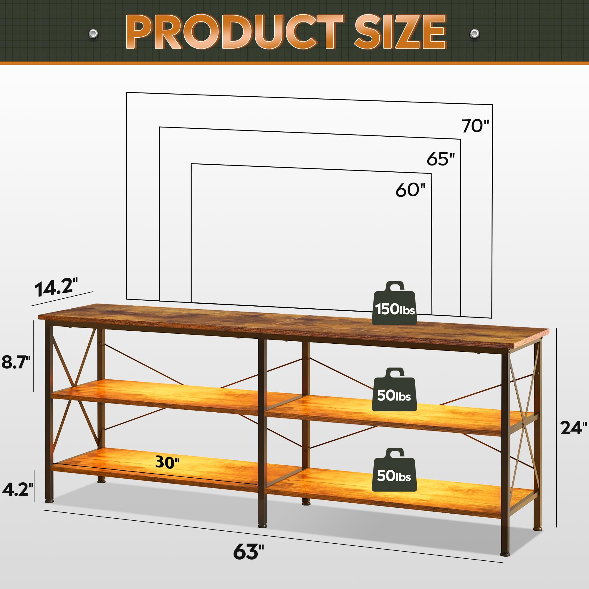 Snapklik.com : WLIVE TV Stand Up To 70 Inch TV, 63" Entertainment Center