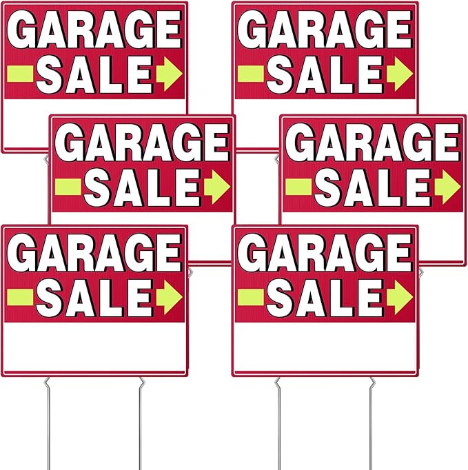 Amazon.com: Garage Sale Signs, 17" x 13", 6 Pcs Double Side Garage Sale ...