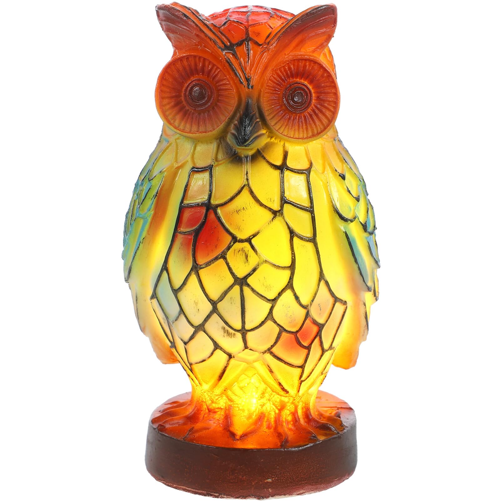 HOMSFOU Owl Night Lamp Table Animal Lamp Owl Shaped Desk Light Stained ...