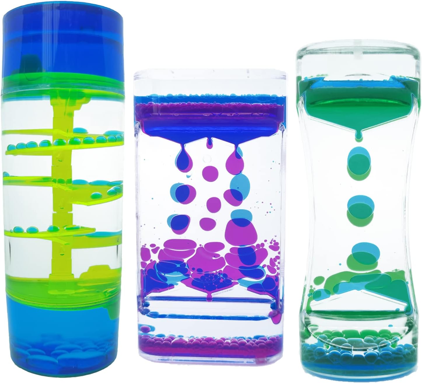 Amazon.com: 3Types Sensory Fidget Toys Liquid Motion Bubbler Liquid ...