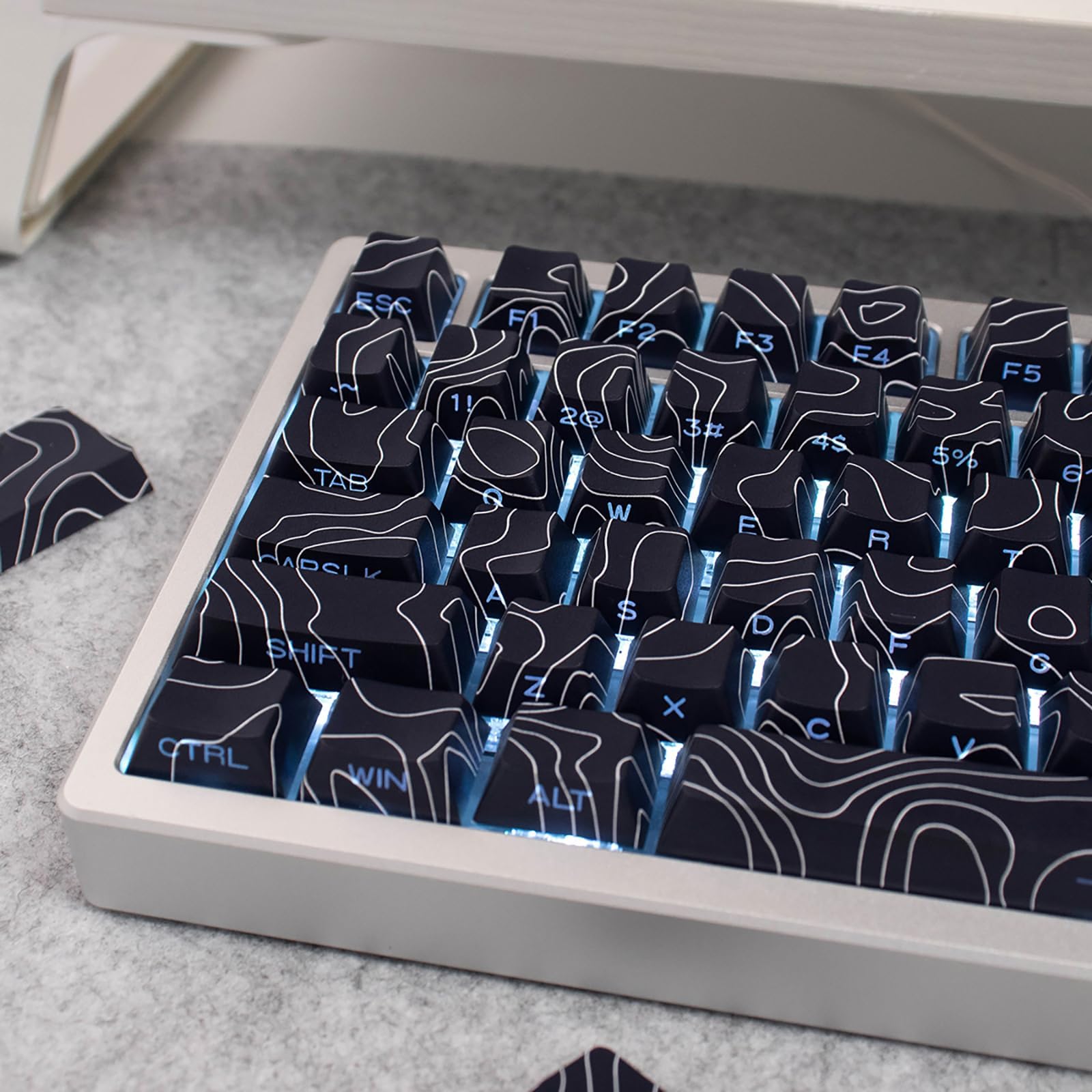 131 Keys PBT Dye Sub Keycaps Cherry Profile Black Topographic Keycap ...