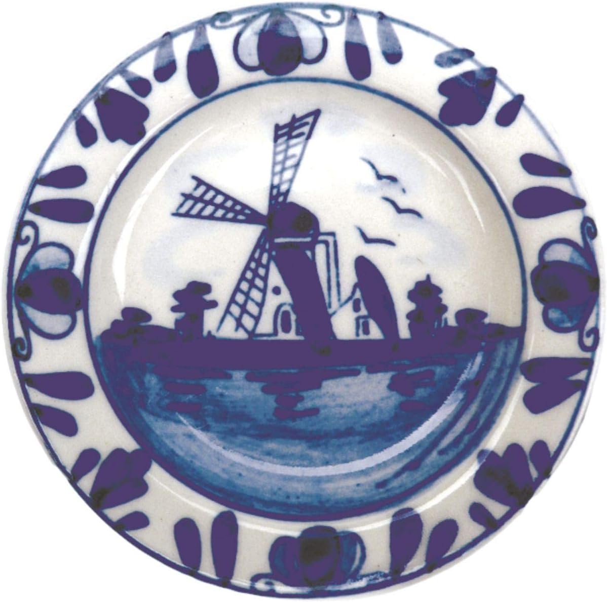 Amazon.com: Delft Blue Windmill Scene Ceramic Windmill 2.25" Plate ...