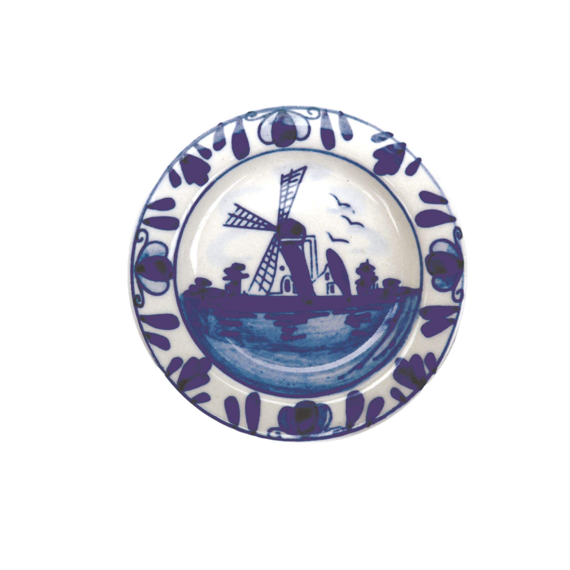 Amazon.com: Delft Blue Windmill Scene Ceramic Windmill 2.25" Plate ...