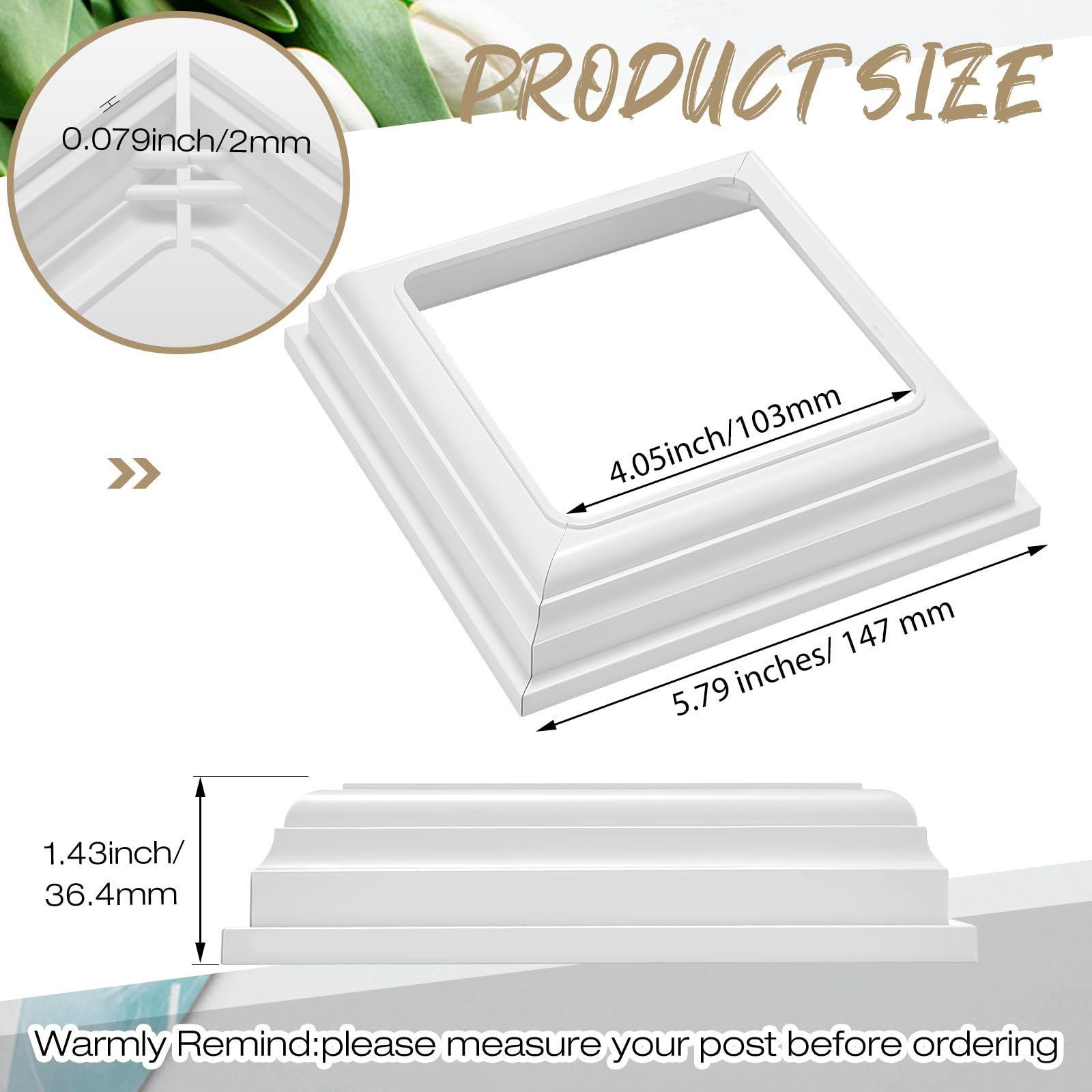 Snapklik.com : 8 Pcs True 4x4 Inches Vinyl Post Skirt Post Base Cover ...