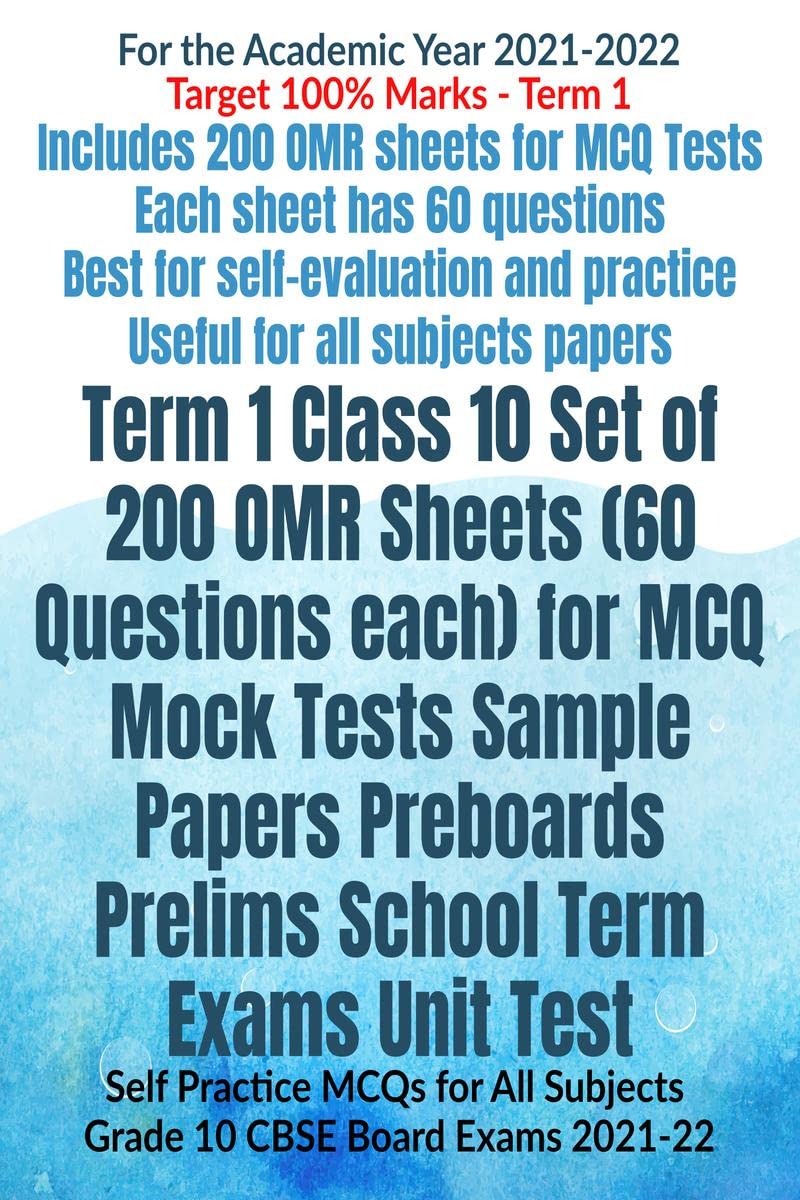 Term 1 Class 10 Set of 200 OMR Sheets (60 Questions each) for MCQ Mock ...