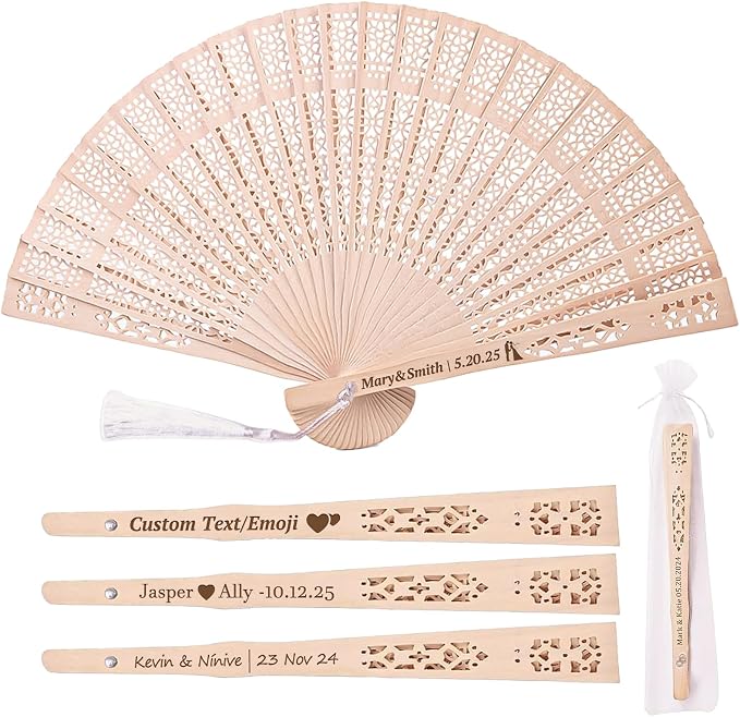 Amazon.com: Wedding Fans Personalized Fans Custom Hand Fans for Women ...