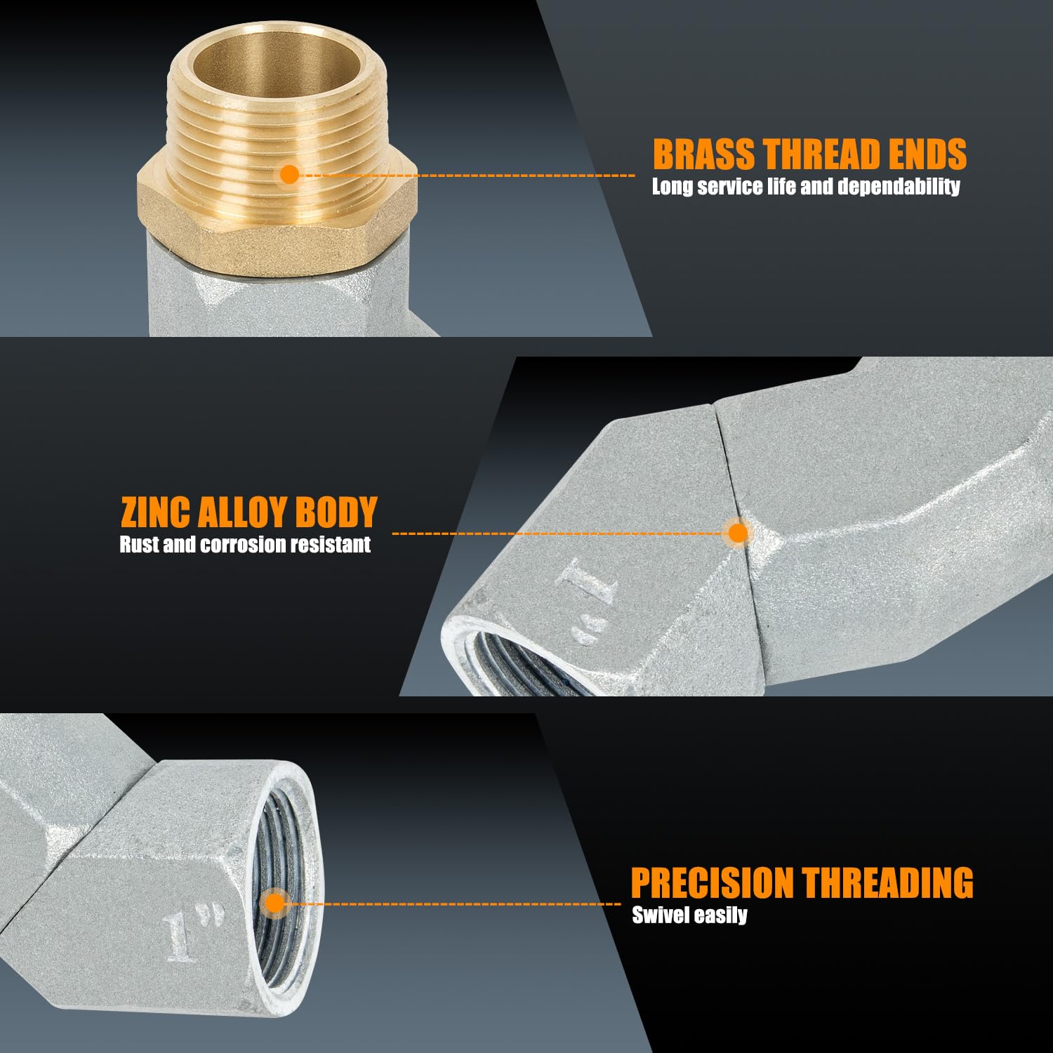 Snapklik.com : 2 PCS 1" NPT Fuel Hose Swivel Fuel Transfer Swivel 360 ...