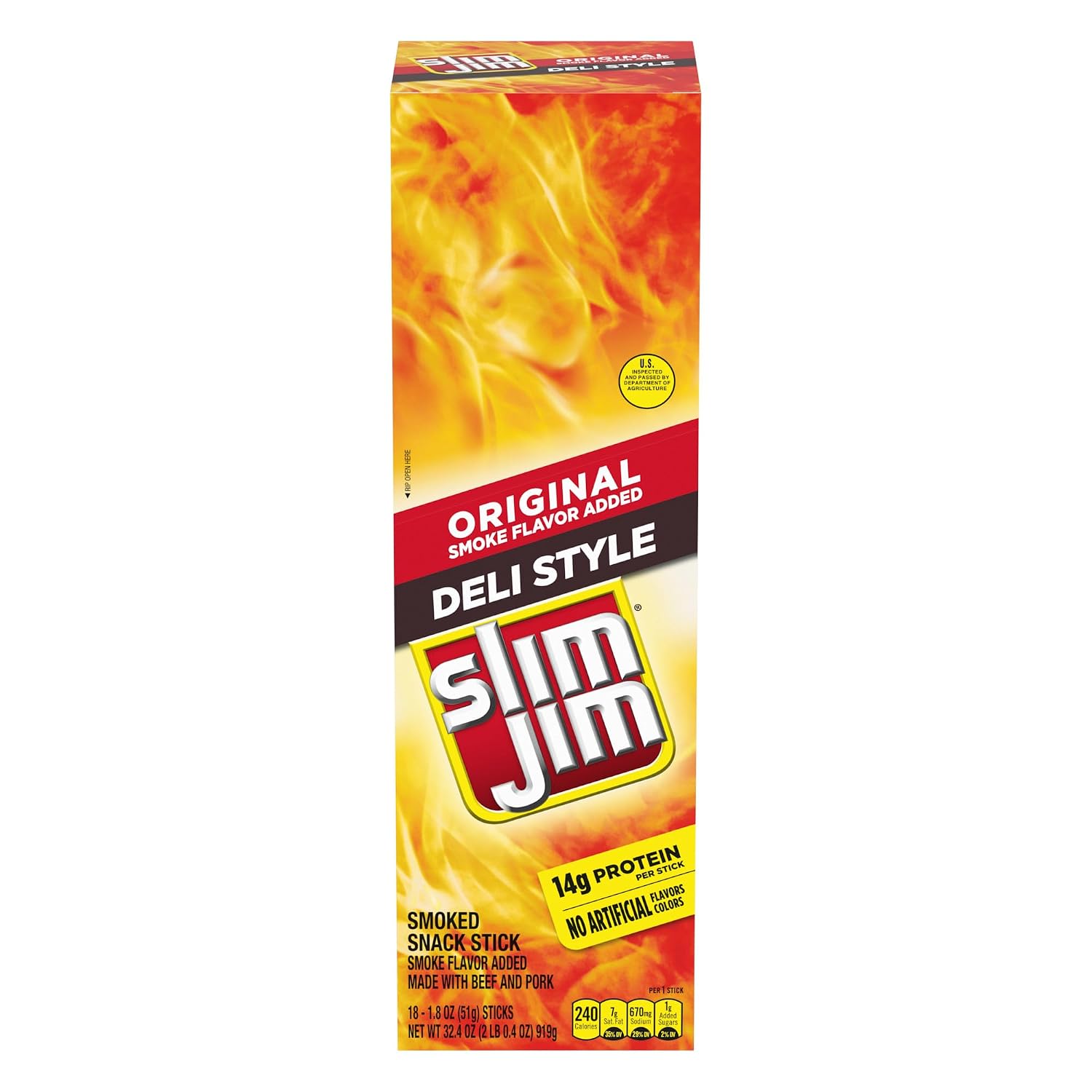 Amazon.com: Slim Jim Smoked Meat Sticks, Deli Style Original Flavor ...