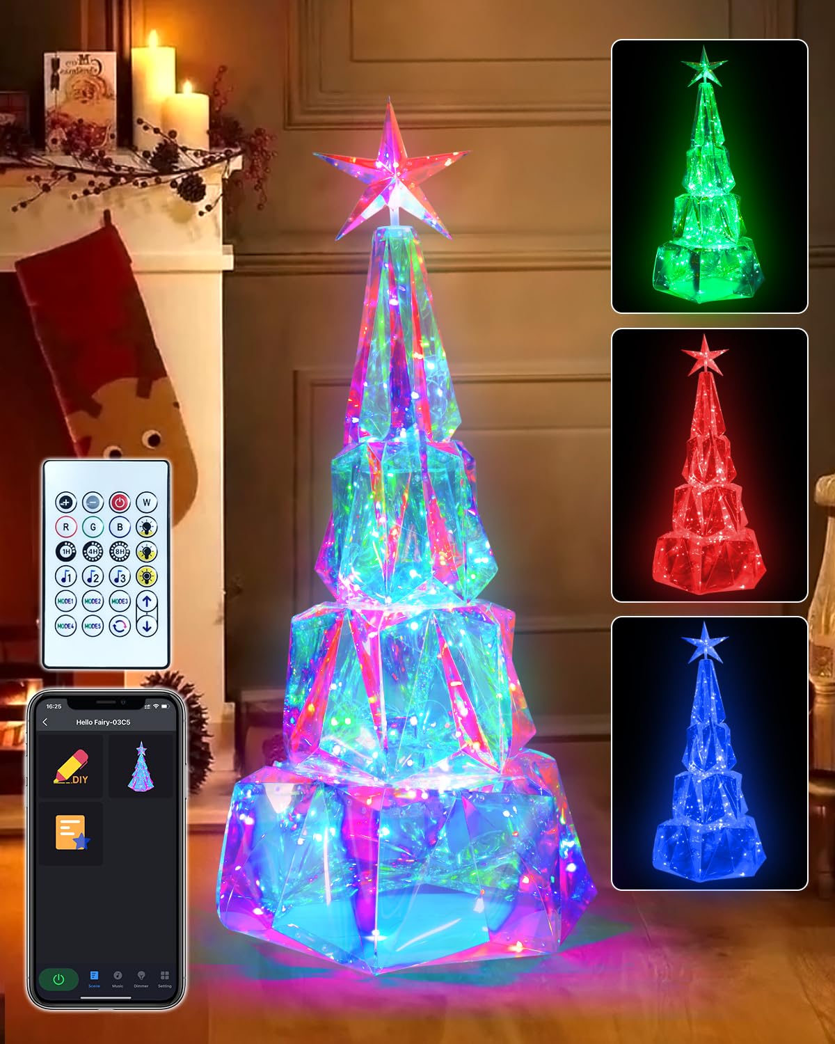 Amazon.com: 43'' Smart Christmas Tree Prismatic Iridescent DIY Color Changing, Smart APP Control ...