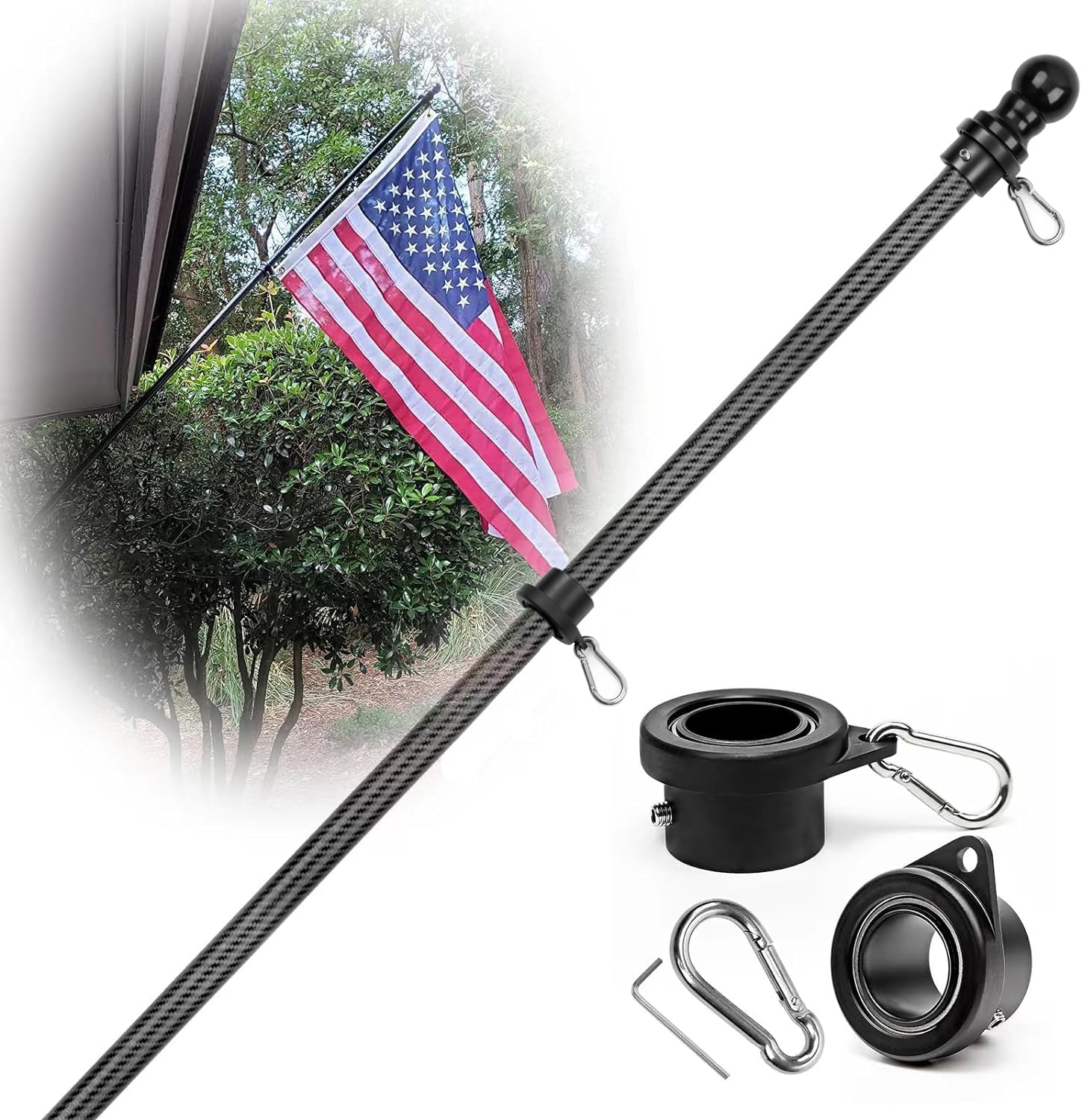 Amazon.com : Decorative Flag Pole Kit - 7ft Tangle Free Heavy Duty Flag ...