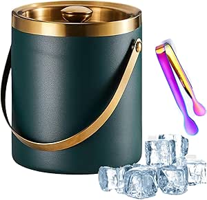 Amazon.co.jp: Ice Bucket Melt-Resistant Double Wall Stainless Steel ...