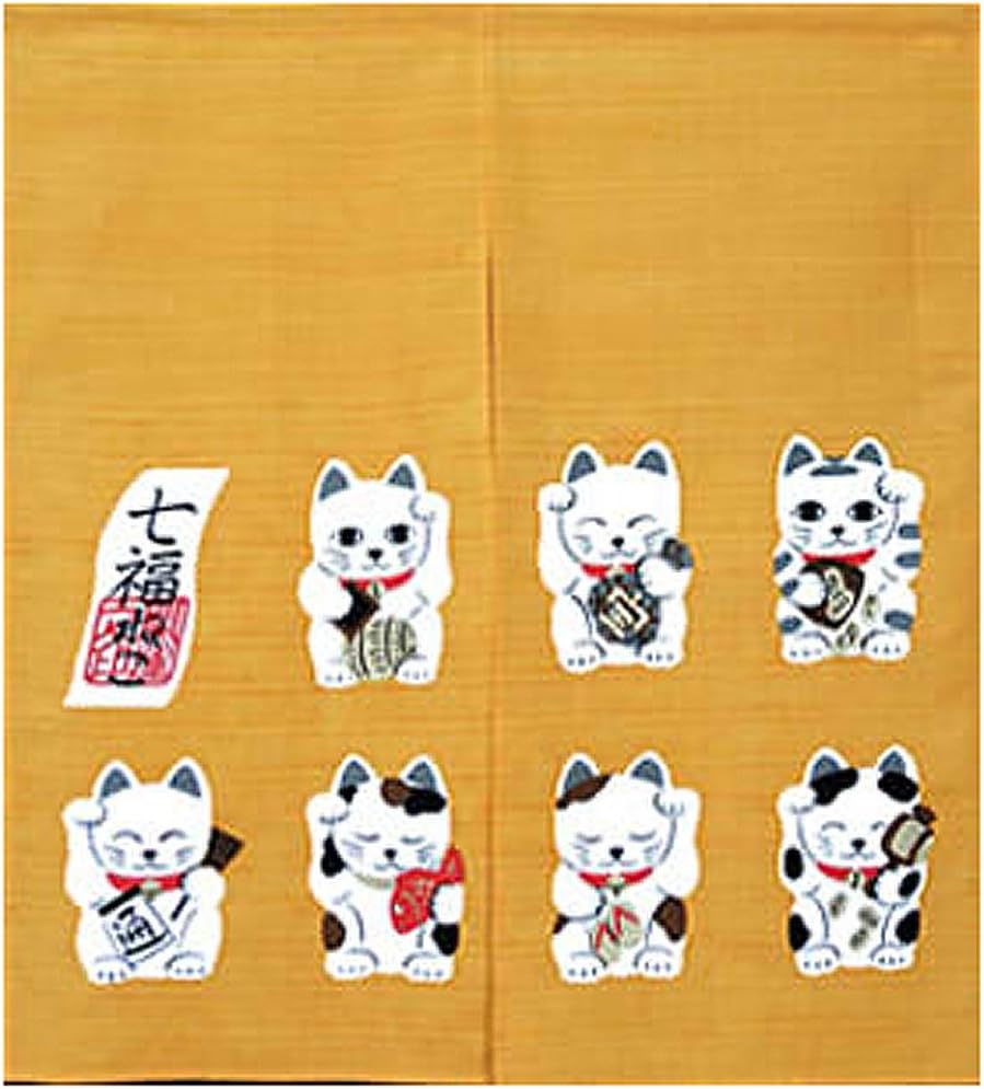 Amazon.com: Japanese Noren Doorcurtain 7 Lucky Cats (90cm): Home & Kitchen