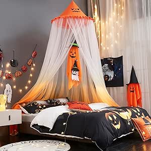 Amazon.com: Mengersi Halloween Bed Canopy with Lights,Thanksgiving ...