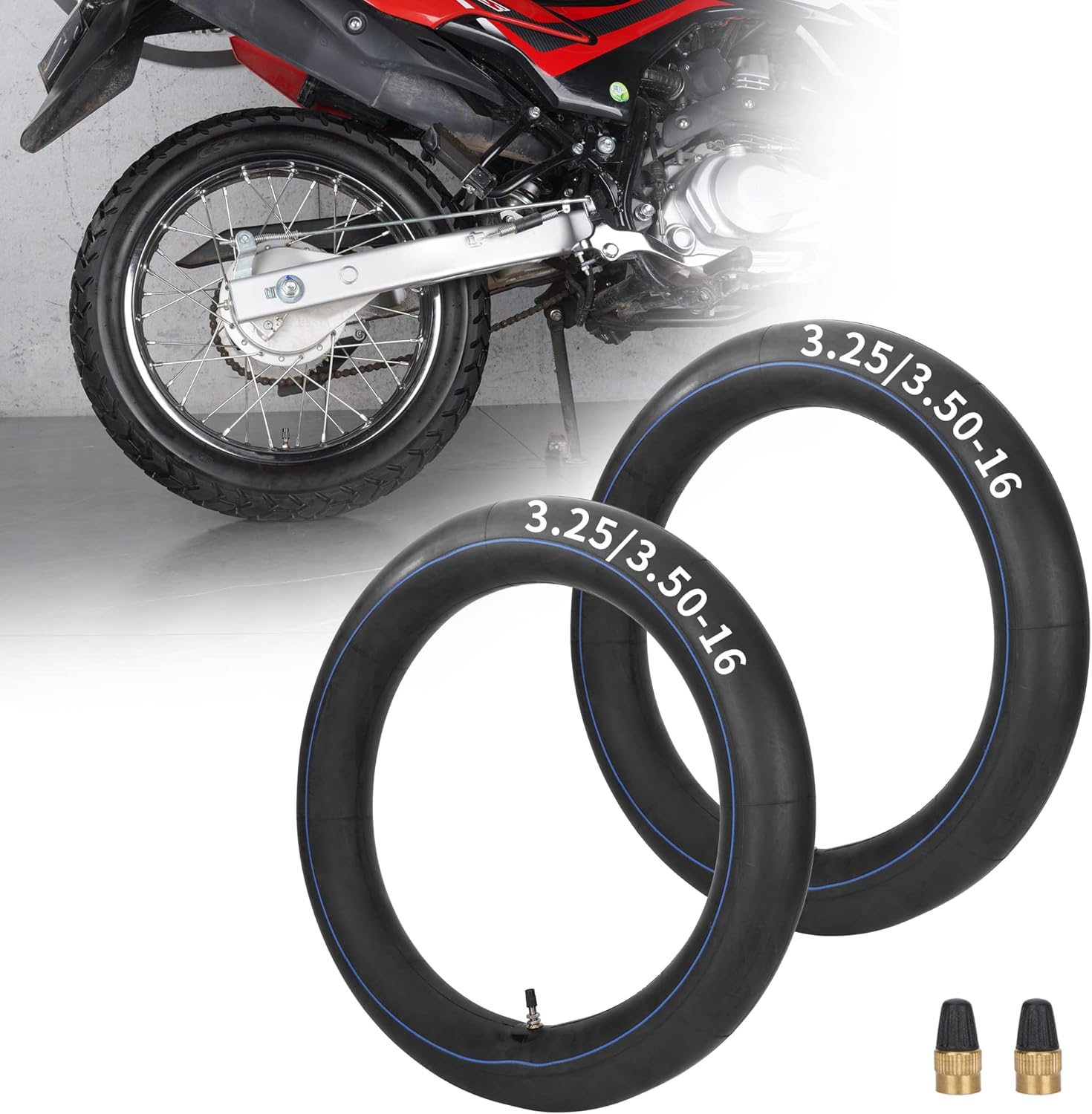 3.00-16 3.25/3.50-16 Motorcycle Inner Tubes with TR4 Straight Valve ...