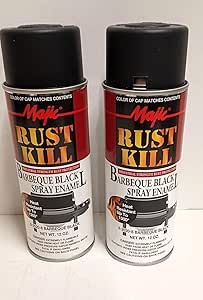 2 Cans Premium Rust Kill High Heat Barbeque BBQ Black Spray Paint ...