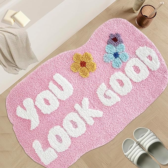 Amazon.com: You Look Good Bath Mat Pink Bathroom Rugs Cute Funny ...