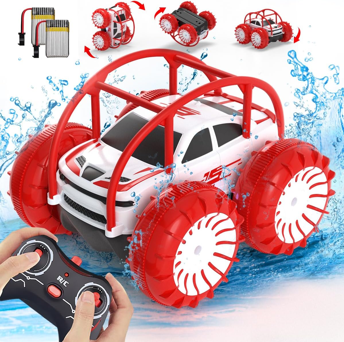 Amazon.com: MaxTronic Amphibious Remote Control Car for Kids,Rechargeable RC Stunt Car Toy 2 ...
