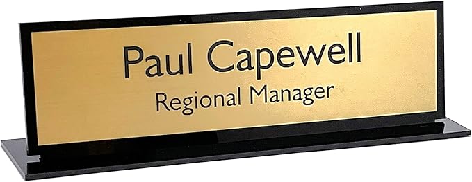Personalised Office Desk Sign Name Plate Custom Modern Plaque Work ...