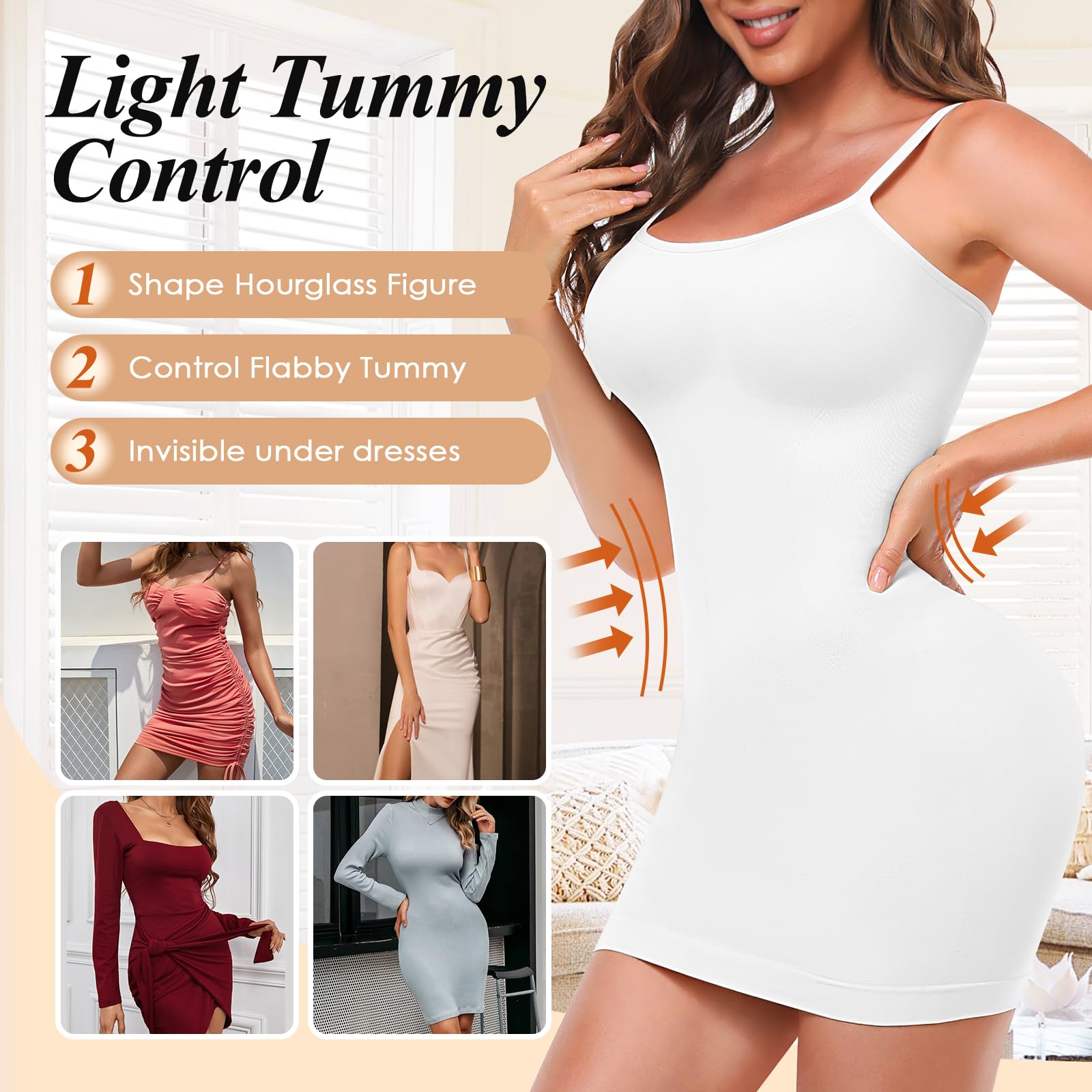 Snapklik.com : Womens Shapewear Slips For Under Dresses Tummy Control ...