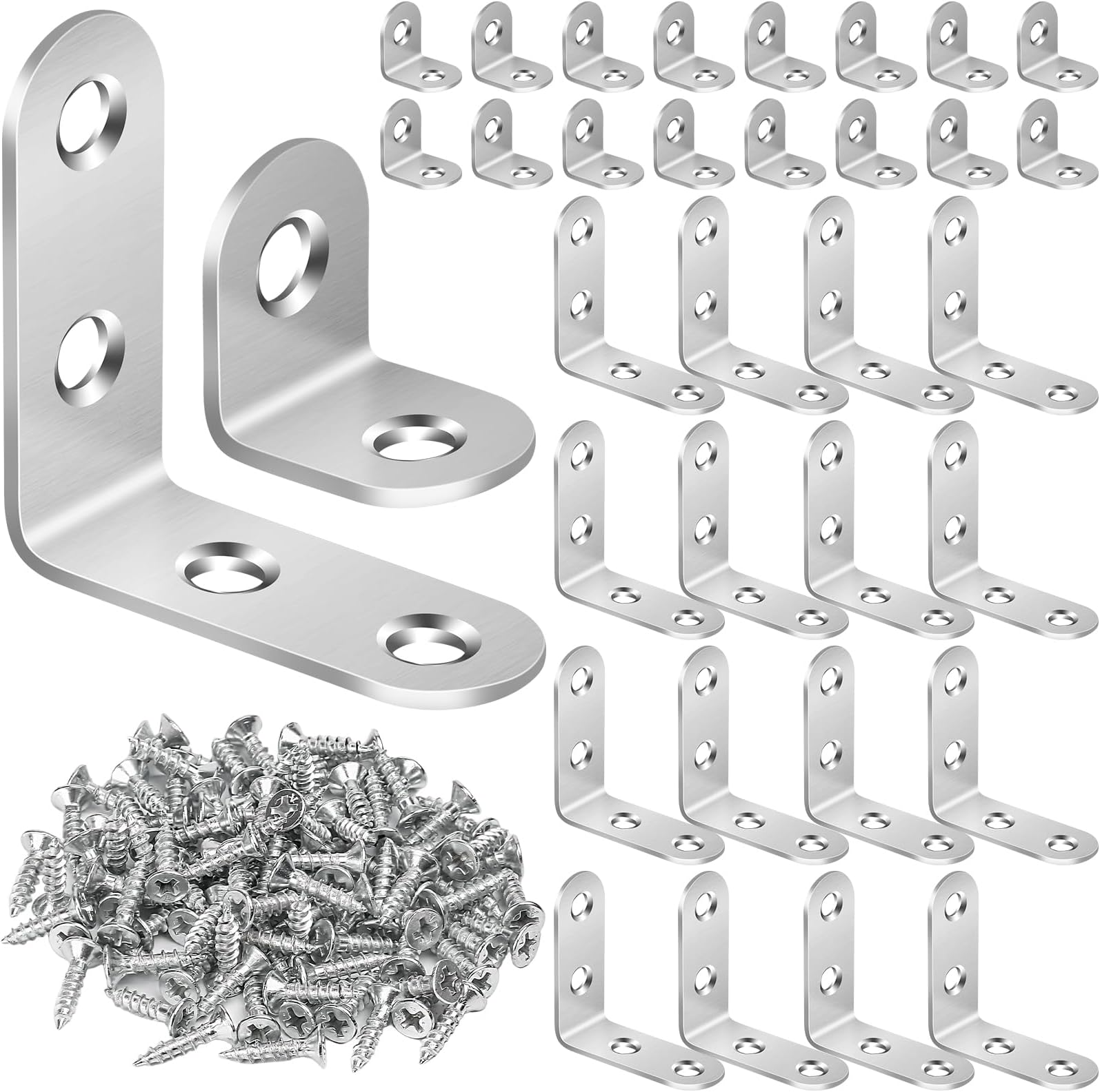Amazon.com: Pelopy 100 Pcs L Shaped Bracket Corner Brace Stainless ...