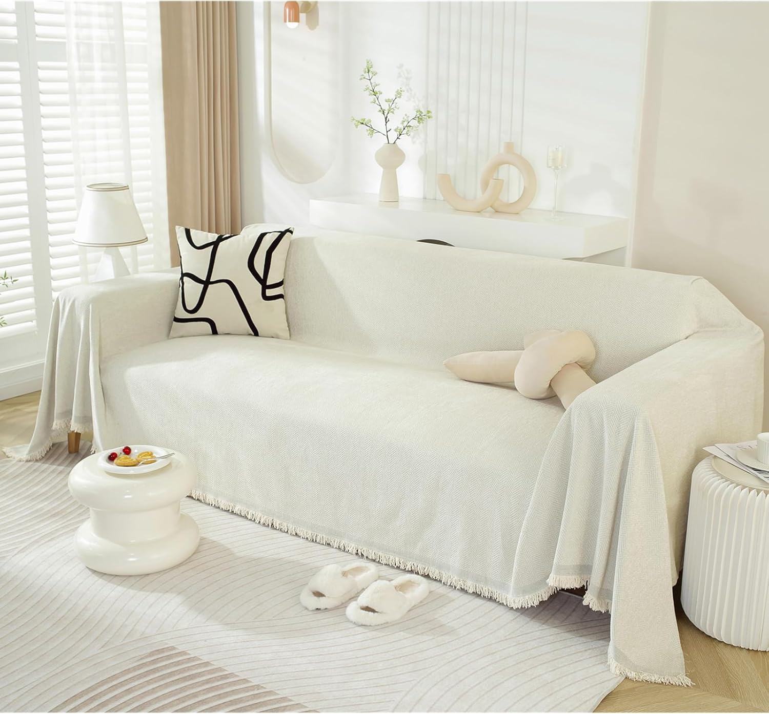 HNTYSM Nano Waterproof Chenille Throws for Sofas Large, Washable Sofa ...