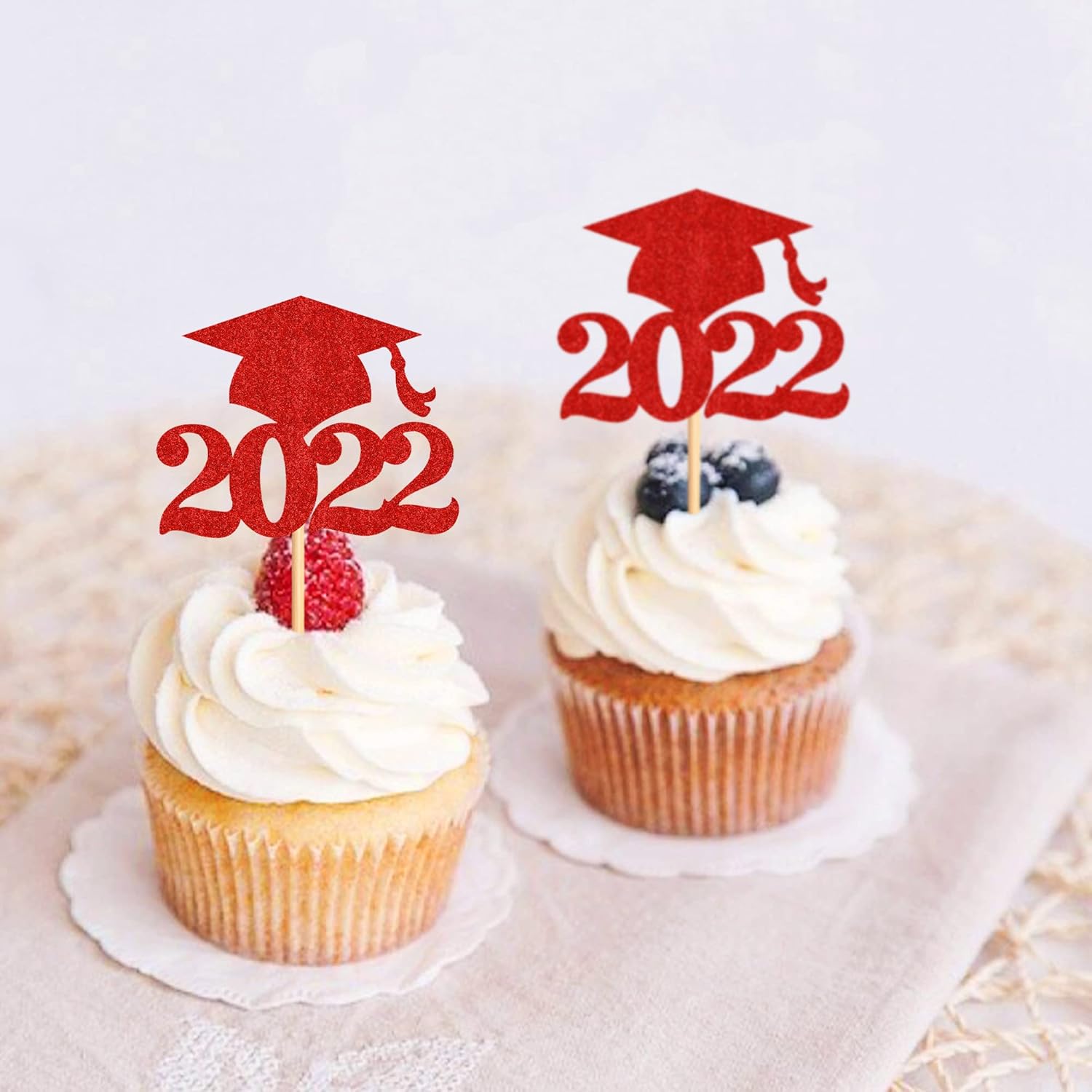 Buy Ercadio 36 Pack 2022 Graduation Cap Cupcake Toppers Glitter Glitter ...